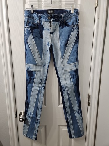 RARE! TRIPP UNION JACK BLEACH REBEL SKINNY JEANS PANTS PUNK ROCKER ...