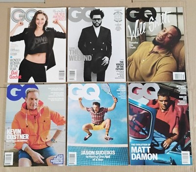 GQ Magazines Lot Of 6 Kevin Costner Gal Gadot Matt Damon Wil Smith ...