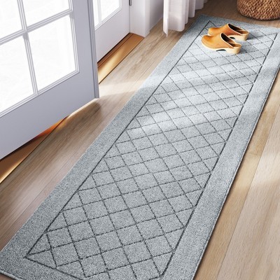 2'X7' Washable Runner Diamond Clarkson Tufted And Hooked Rug Gray ...