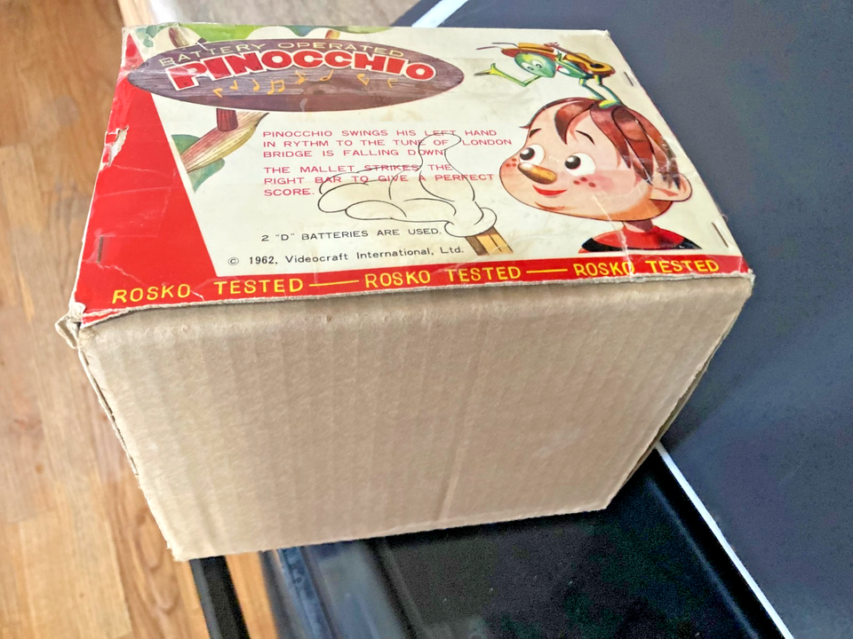 Vintage Rosko Nomura Pinocchio Automaton Tin Toy Japan Battery Operated ...