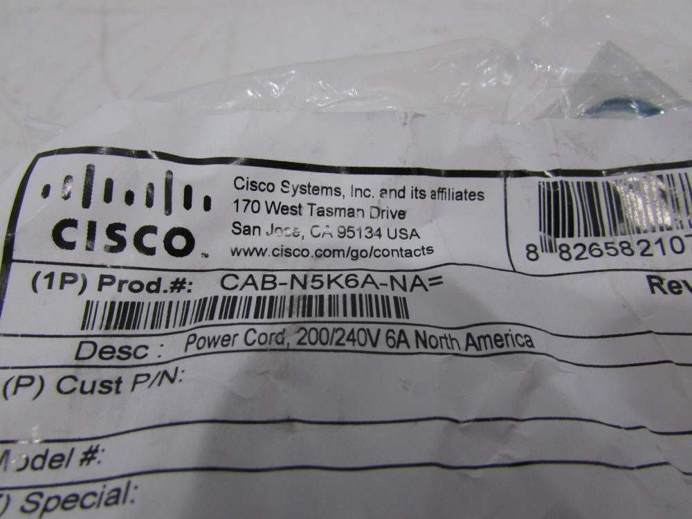 Cisco CAB-N5K6A-NA 37-0910-01 Power Cord, 200/240V 6A North America ...