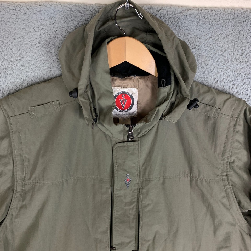Scottevest Tec Jacket Vest Mens Large L Tan Pockets Removable Hood ...
