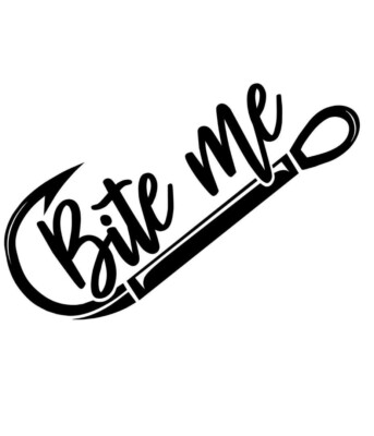 Bite Me Fishing Hook Vinyl Decal- Color White | eBay