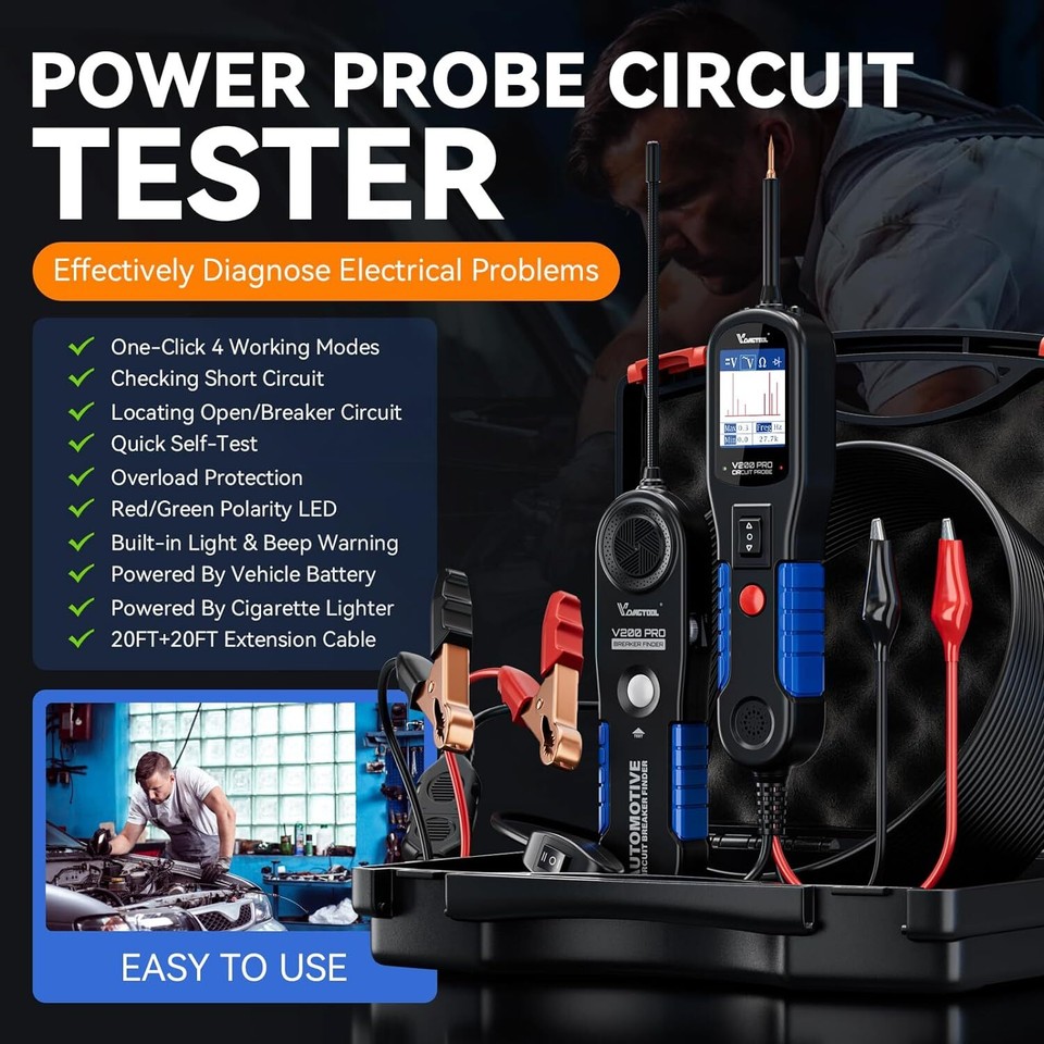 V200Pro 2in1 Power Probe Kit Volt Test Continuity Electrical Open ...