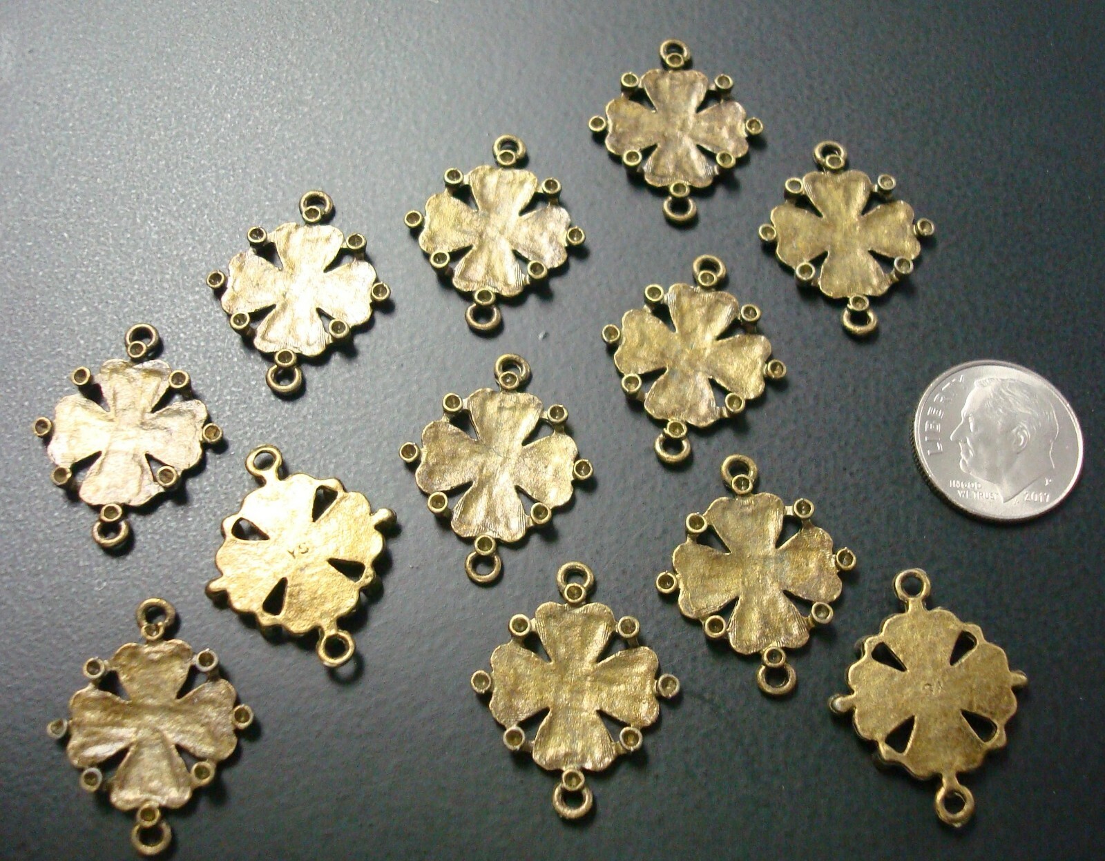 4 Leaf clover links charms pendants earrings add rhinestones dangles ...