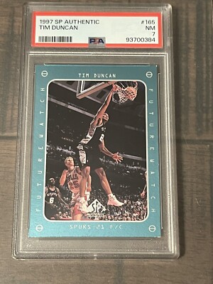 1997 SP AUTHENTIC TIM DUNCAN #165 RC ROOKIE SPURS HOF PSA 7 *NEW SLAB ...