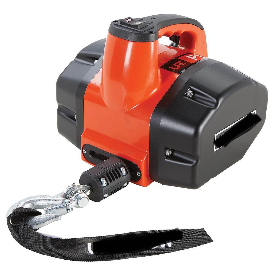 Portable Electric Winch, 120V, 1,100lb. Horizontal + Vertical Capacity ...