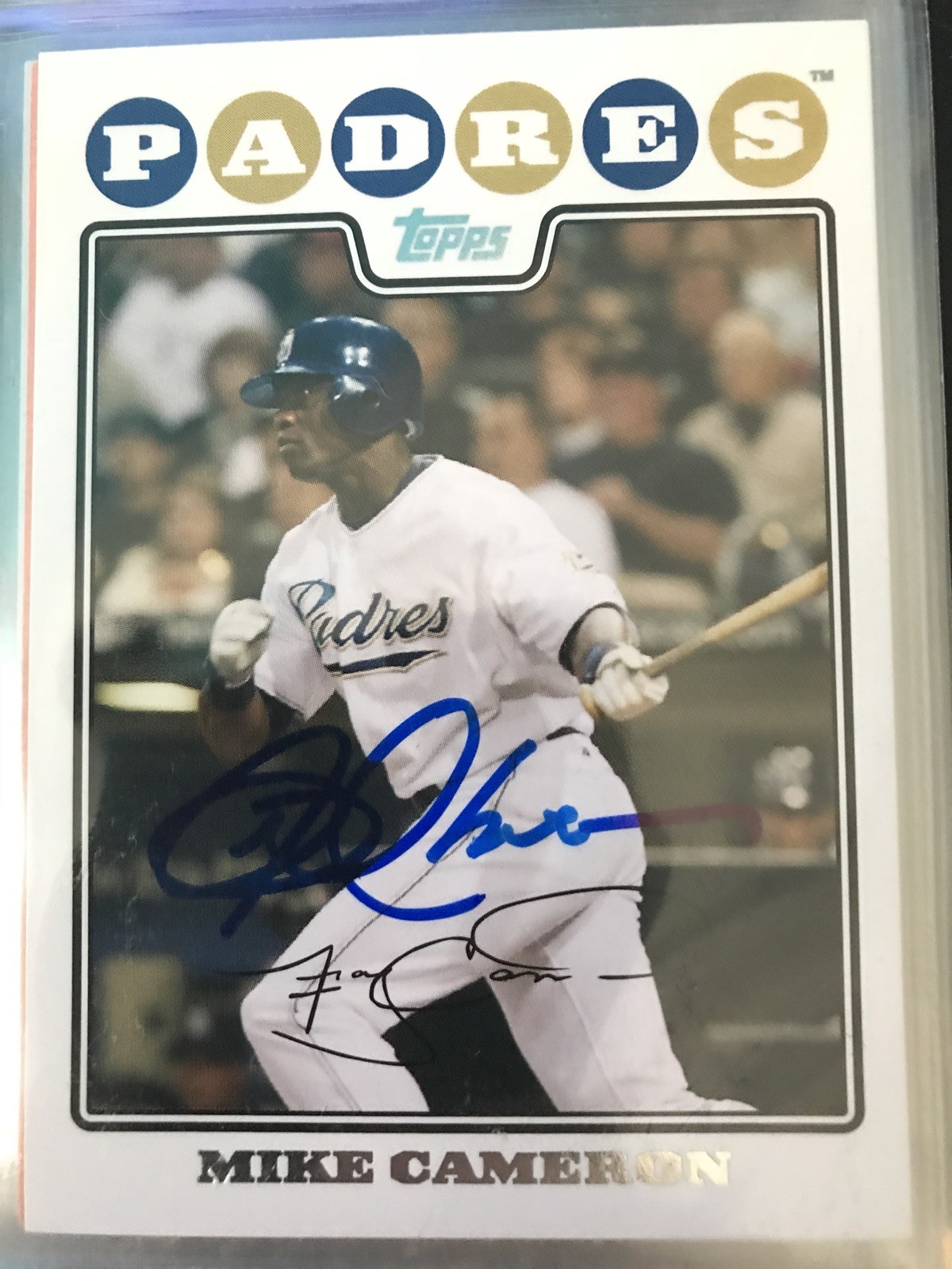 2008 Topps #121 MIKE CAMERON Signed Baseball Card Auto Padres Mariners ...