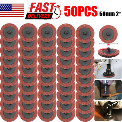 50Pc 2" Fine/Medium/Coarse Roloc Scotch Pads Roll Lock Surface Sanding ...