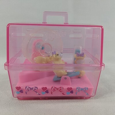 Mattel 1995 Barbie Magic Moves Wind Up Pet Hamster Cage Pink READ ...