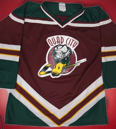 VTG 90 QC QUAD CITY MALLARDS Hockey Jersey Athletic Knit CHL UHL BOY ...
