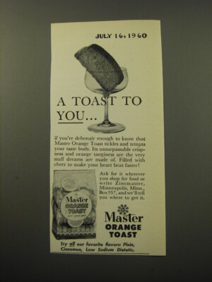 1960 Master Orange Toast Ad - A Toast to you | eBay