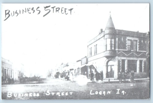 Logan Iowa IA Postcard Business Street Exterior Building c1940 Vintage ...