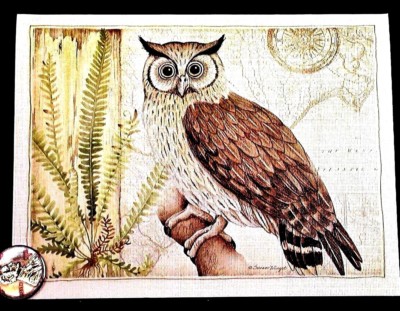 SUSAN WINGET - Beautiful Owl Branch Map Tree - Blank Greeting Note Card ...