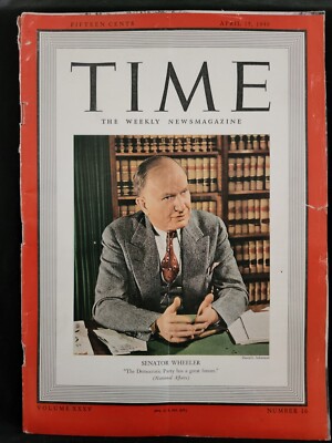 Vintage Time News Magazine April 15 1940 Senator Wheeler | eBay