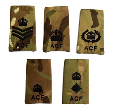 Pair ACF MTP Rank Slides Epaulettes Black Thread - Kings Crown (Army ...