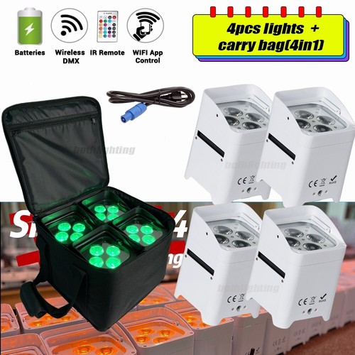 Battery Powered & Wireless DMX Uplighting 4x18w RGBWA+UV Smart DJ S4 ...