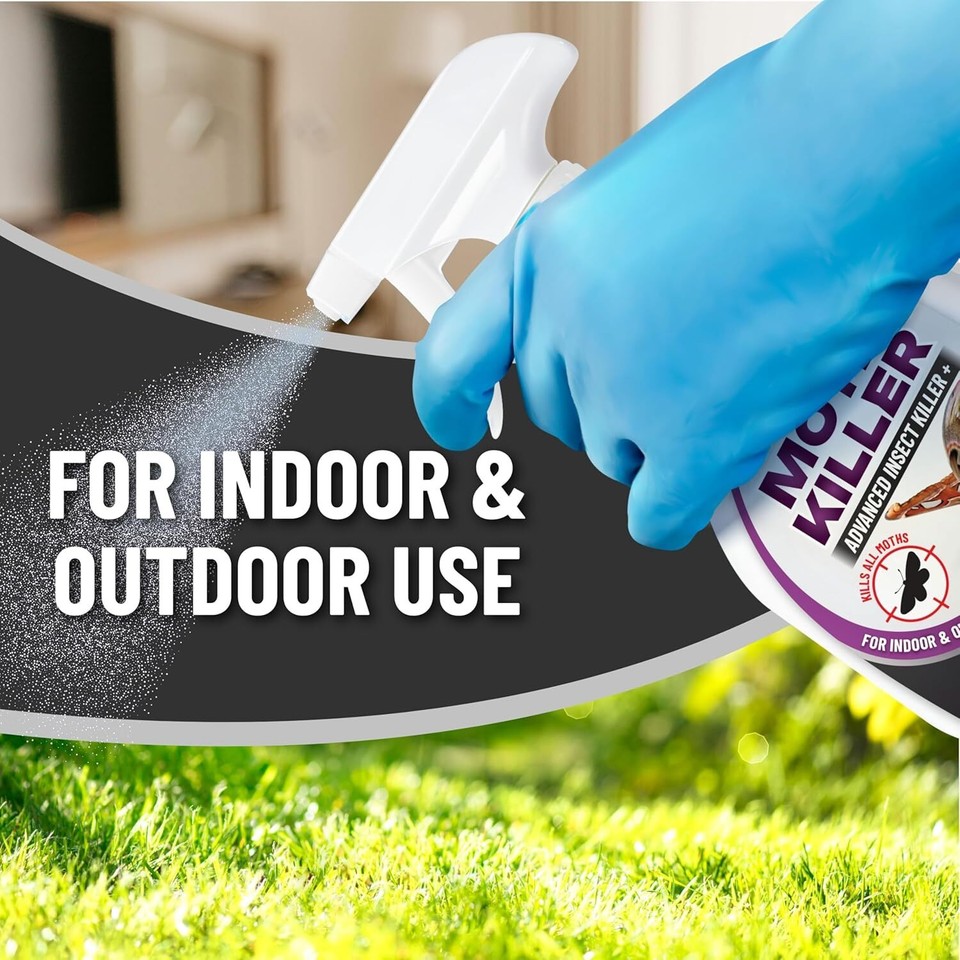 Moth Killer Spray Indoor Outdoor 500ml Fast Acting Moth Repellent Safe ...
