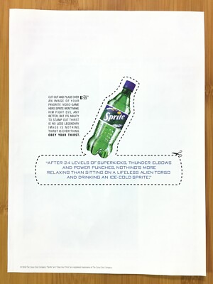 1999 Sprite Cut-Out Print Ad/Poster Official Coca Cola Alien Video Game ...