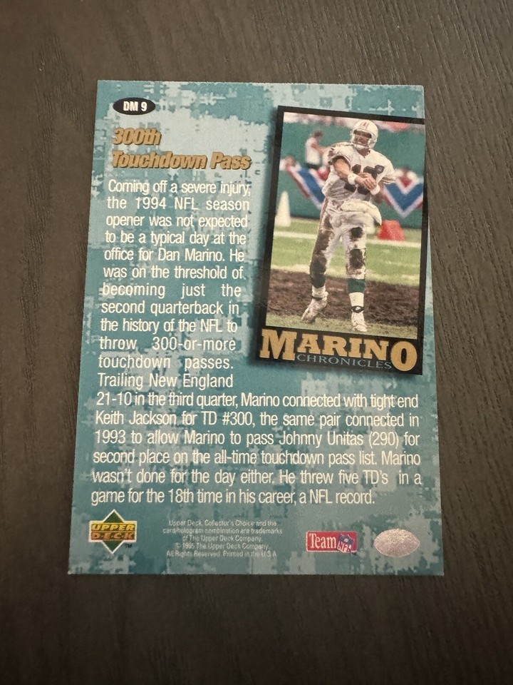1995 Upper Deck Collector's Choice Marino Chronicles #DM9 DAN MARINO ...