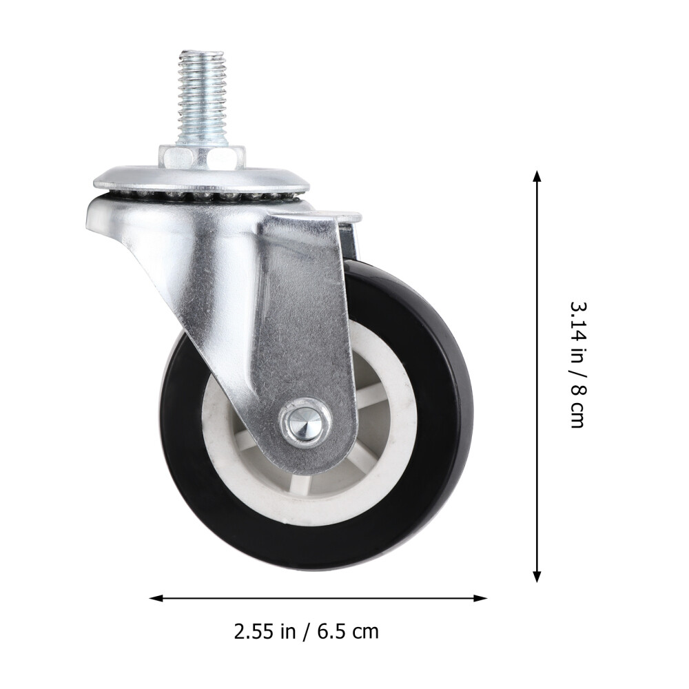 4 Pcs Iron Pvc Wheel Swivel Casters for Industrial Threaded Stem Mount ...