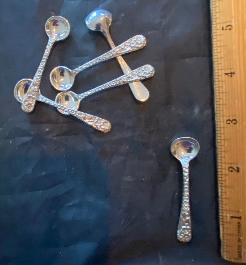 KIRK REPOUSSE STERLING SALT SPOONS SET OIF 6 FOR 1 BID ALL GREAT SHAPE ...