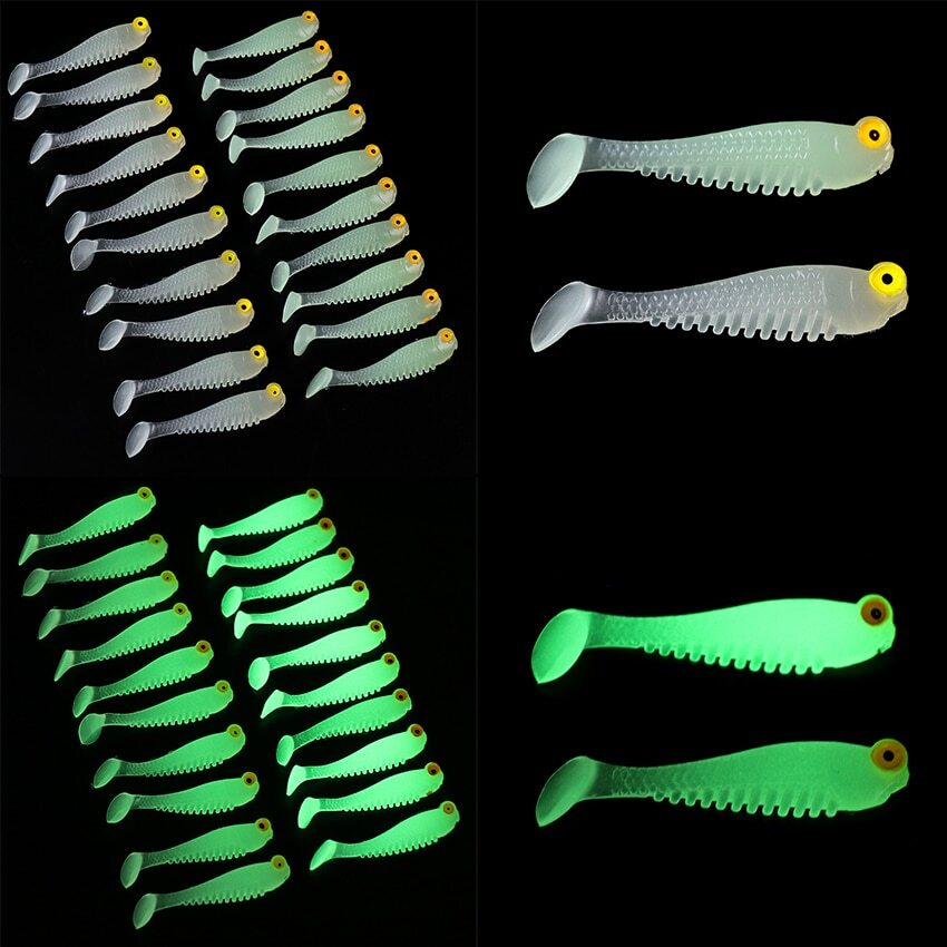 100PCS Luminous Soft Fishing Lure Glow 1.2g 5cm Artificial Silicone ...