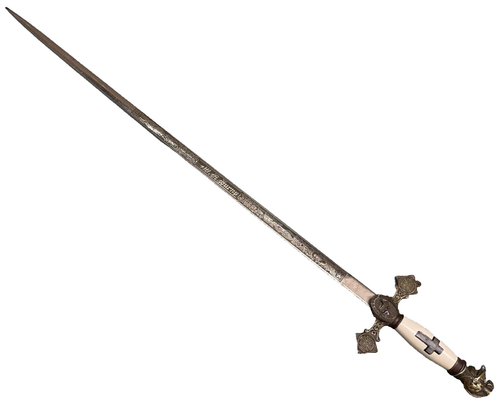 Antique Masonic Freemason Fraternal Knights Templar Sword Sabre In hoc ...