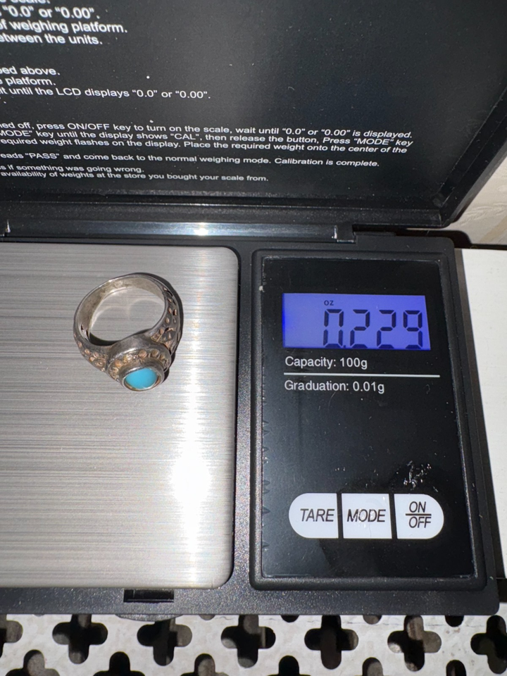 Vintage Southwestern 925 Sterling Silver Turquoise Scrollwork Ring Size ...