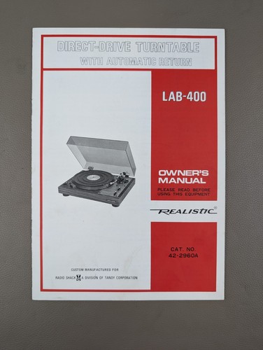 Realistic LAB-400 Owner's Manual D-1565 | eBay
