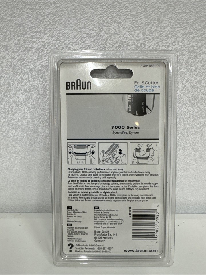 Original Braun 7000 Series Syncro & Syncro Pro Shaver Foil & Cutter ...