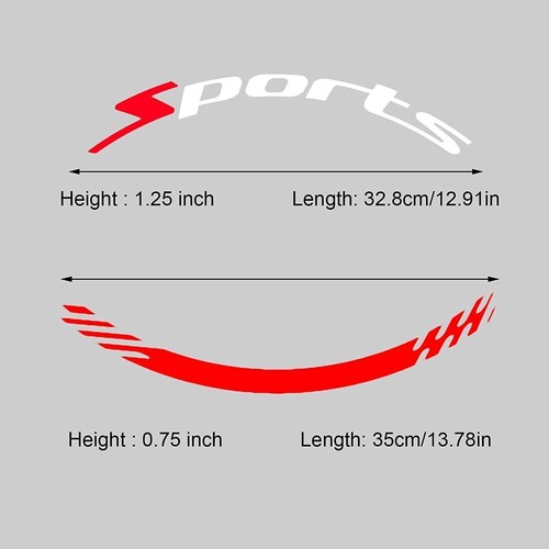 Rubber Tire Lettering Sticker SPORTS 1.25'' 15''-24'' Wheel 4 Tires ...
