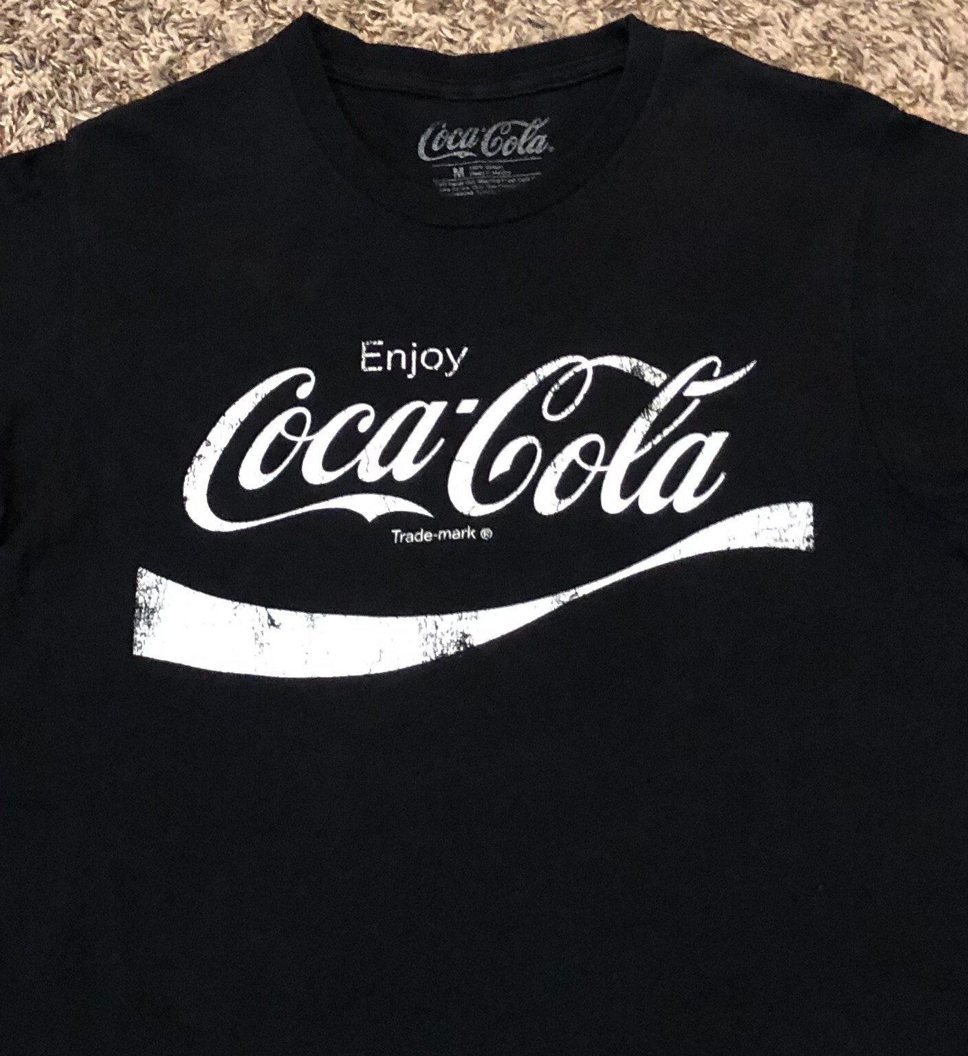 Coca Cola Official Classic Spell Out Logo Men's Black… - Gem