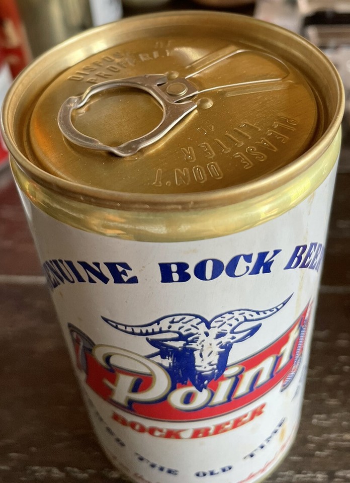 1980S BOTTOM OPEN POINT BOCK ALUMINUM PULL TAB BEER CAN STEVENS POINT ...