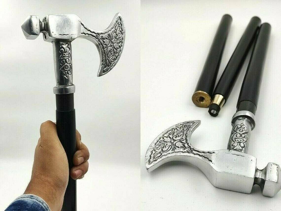 Silver Finish Metal Axe Head Victorian Axe Head Handl… - Gem