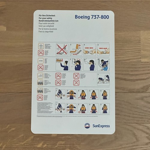 Turkish Airlines Sunexpress BOEING B737-800 Safety Instruction Card ...