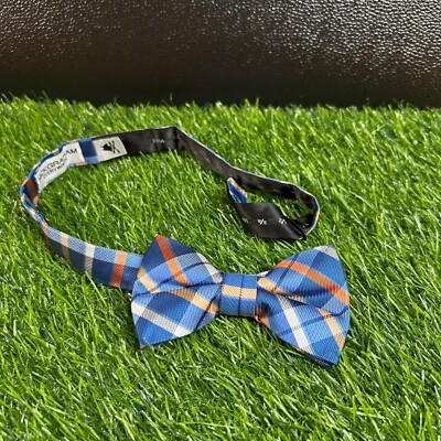 Nick Graham Bow Tie Plaid Adjustable Necktie Blue Orange Men's ...