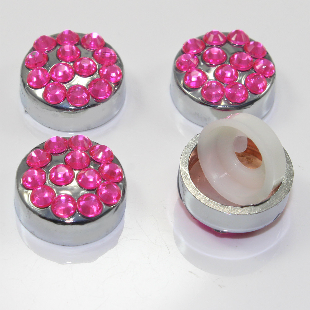 4 Pink Diamond Crystals Bling Auto License Plate Frame Screw Bolt ...