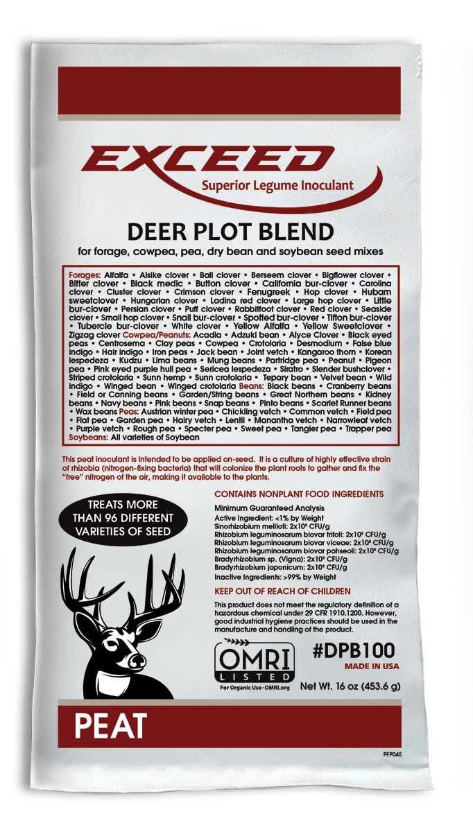 Exceed® Peat Deer Plot Blend - 96 Legumes Inoculant - 1 lb Treats 100 ...