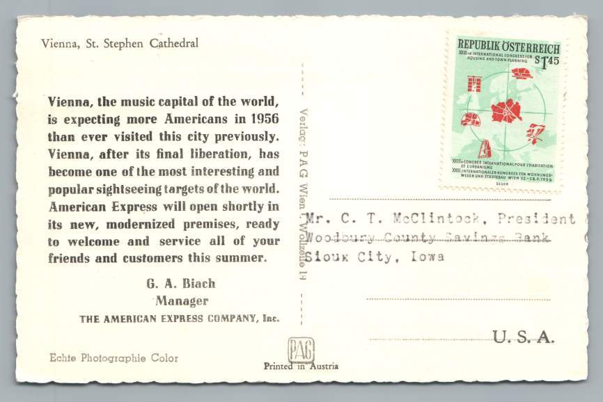 Vintage AMEX American Express Co. VIENNA Austria RPPC Photo Advertising ...