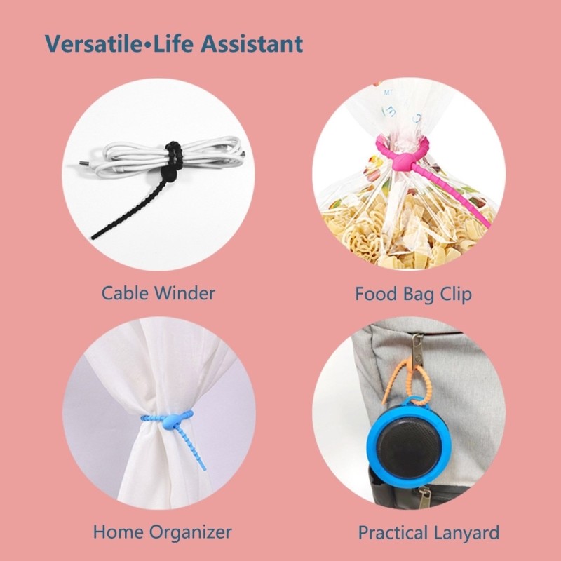Vibrant Silicone Bag Wire Silicone cable ties Straps Clip Wire ...