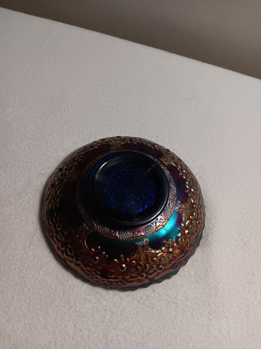 Blue Fenton "Cherry Leaf Chain w./Orange Tree back, c.1915. Carnival ...