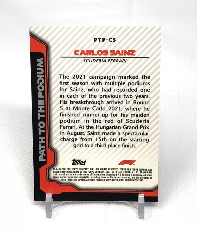 2021 Topps Chrome Formula 1 F1 Carlos Sainz Path To The Podium Card # ...