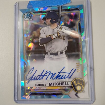 2021 Bowman Chrome Sapphire Edition Aqua Garrett Mitchell AUTO #30/99 ...