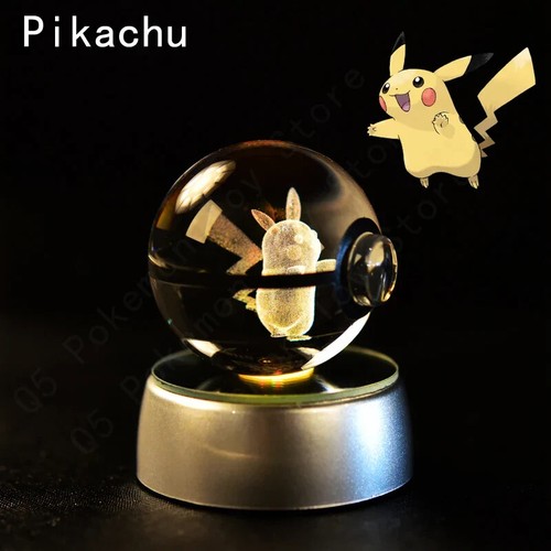 POKEMON 3D CRYSTAL BALL, WITH LED LIGHT BASE, Beautiful to make a gift ...