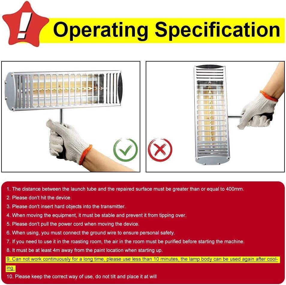 Infrared Paint Curing Lamp 1000W Shortwave Infrared Heat Lamp for Car ...