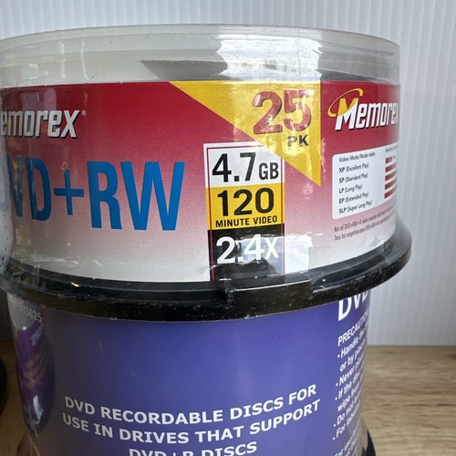 Lot Of 2 Memorex DVD+RW/DVD+R 4.7 GB 25 PK & COMP USA DVD + R 50 PK ...