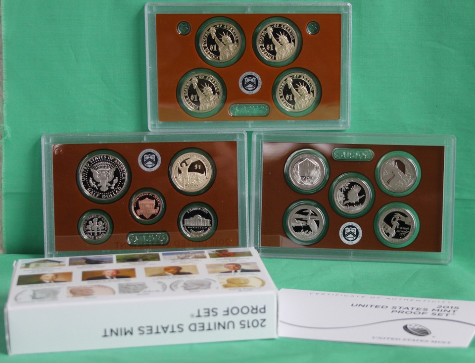 2015 S United States Mint ANNUAL 14 Coin Proof Set Original Box and COA ...
