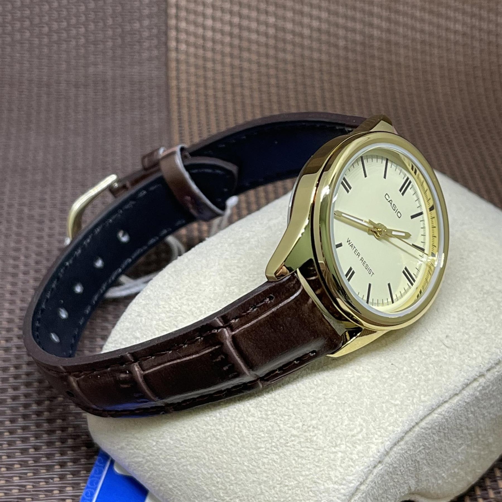 Casio LTP-V005GL-9A Champagne Analog Brown Leather Quartz Ladies' Watch ...