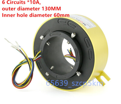 Hollow Shaft Slip Ring Through Hole Dia.60mm 6 wires/10A Conductive ...